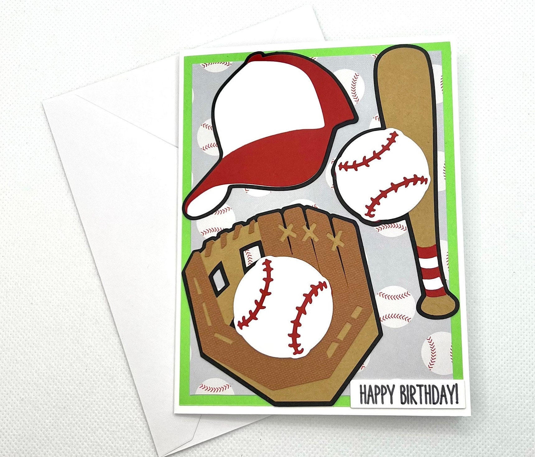 Baseball Birthday Card, Cool Handmade Blank A2 Greeting Card, Unique ...
