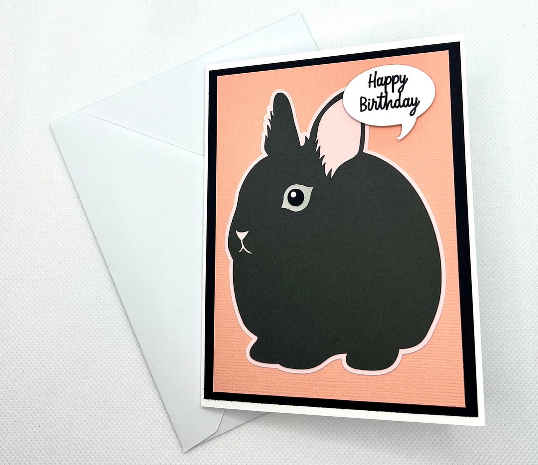 Bunny Rabbit Birthday Card Adorable Handmade Blank A2 - Etsy