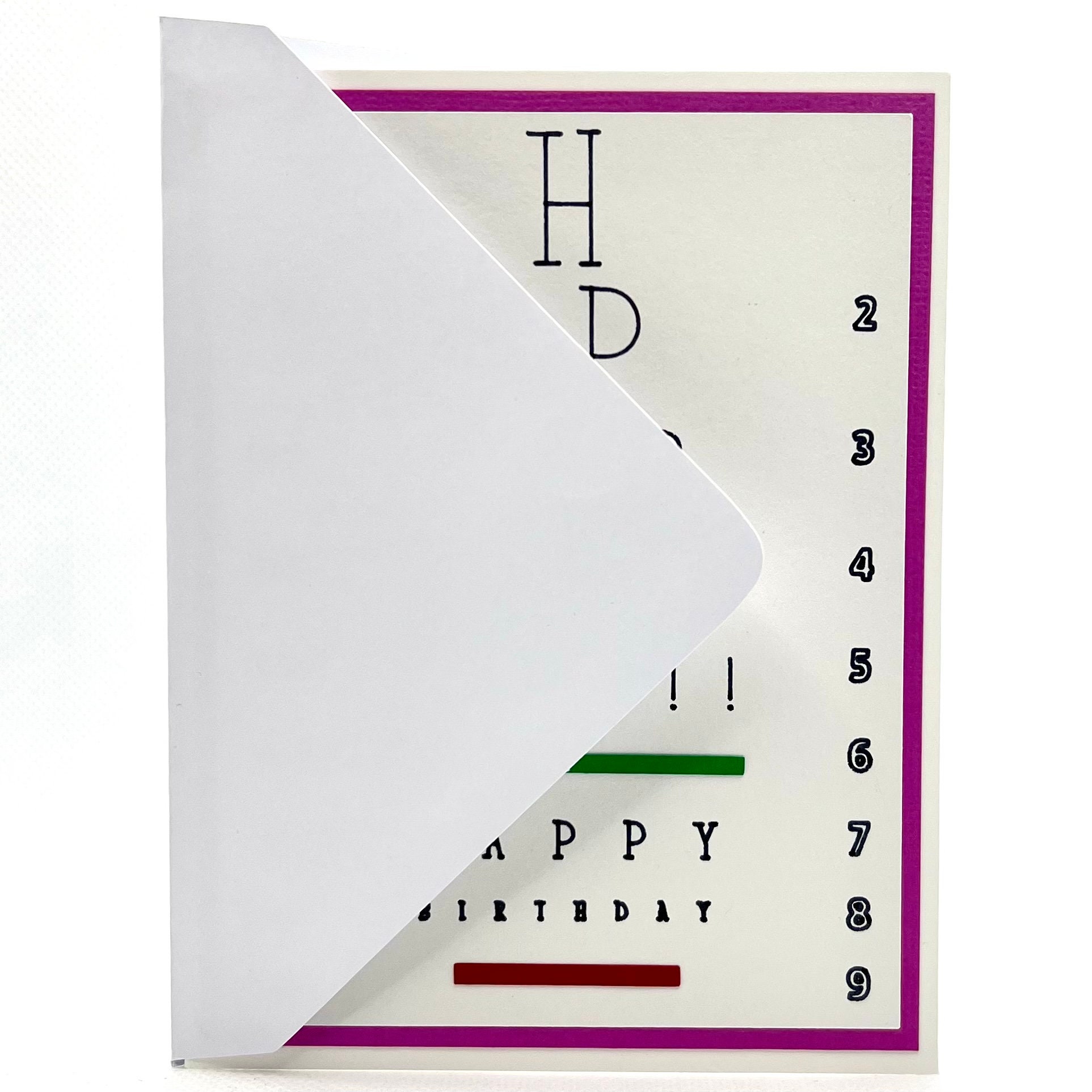 Eye Chart Birthday Card, Unique Homemade Blank A2 Greeting Card, Cool ...