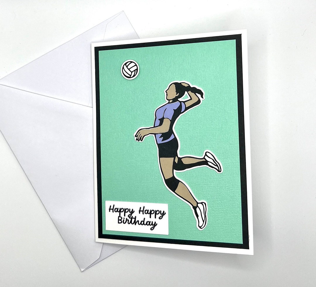 Female Volleyball Player Birthday Card, Cute Handmade Blank A2 Greeting ...