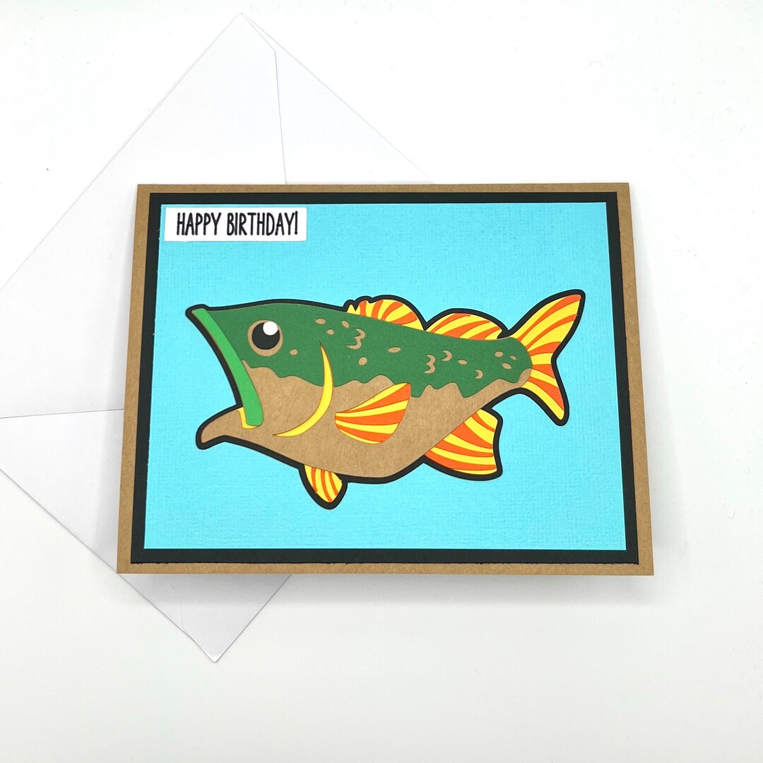 Fish Birthday Card, Cool Handmade Blank A2 Greeting Card, Unique ...