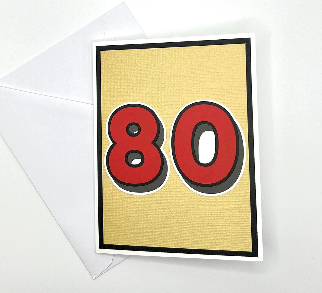 80th Birthday Card, Cute Handmade Blank A2 Greeting Card, Unique ...
