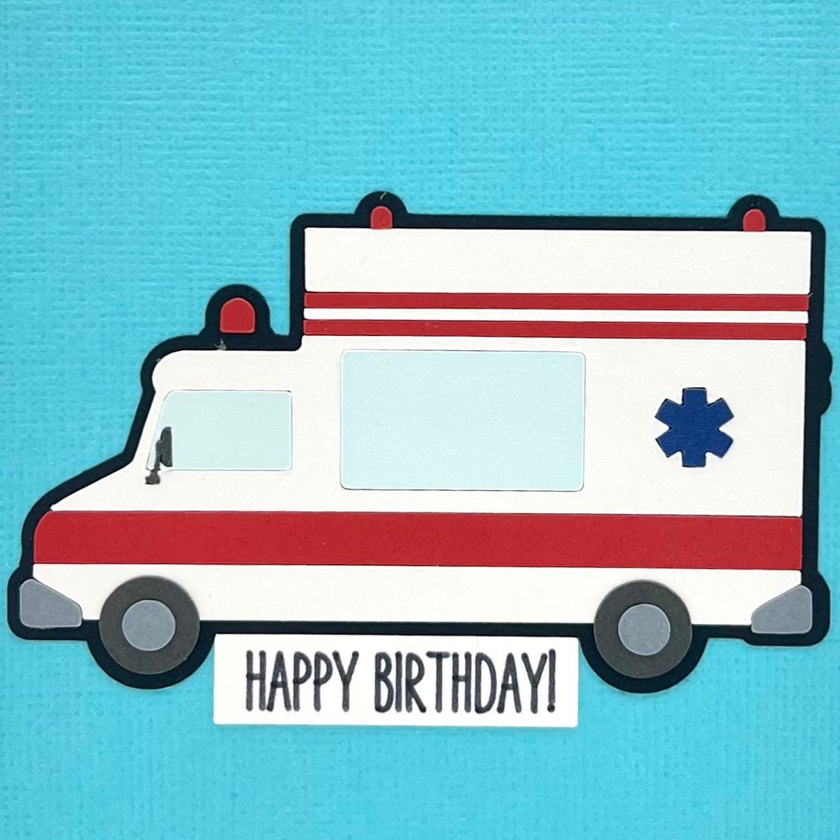 Ambulance Birthday Card, Cool Handmade Blank A2 Greeting Card, Unique ...