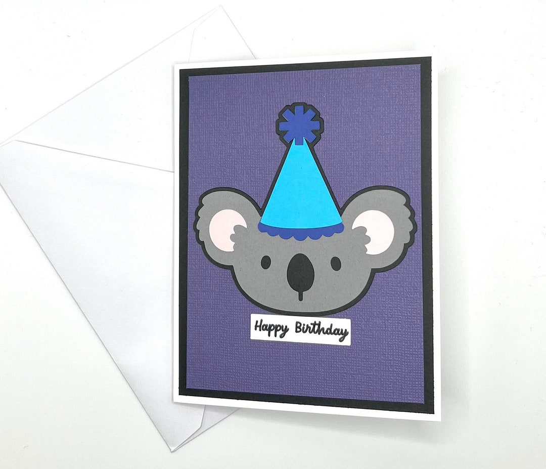 Koala Bear Birthday Card, Cute Handmade Blank A2 Greeting Card, Unique ...