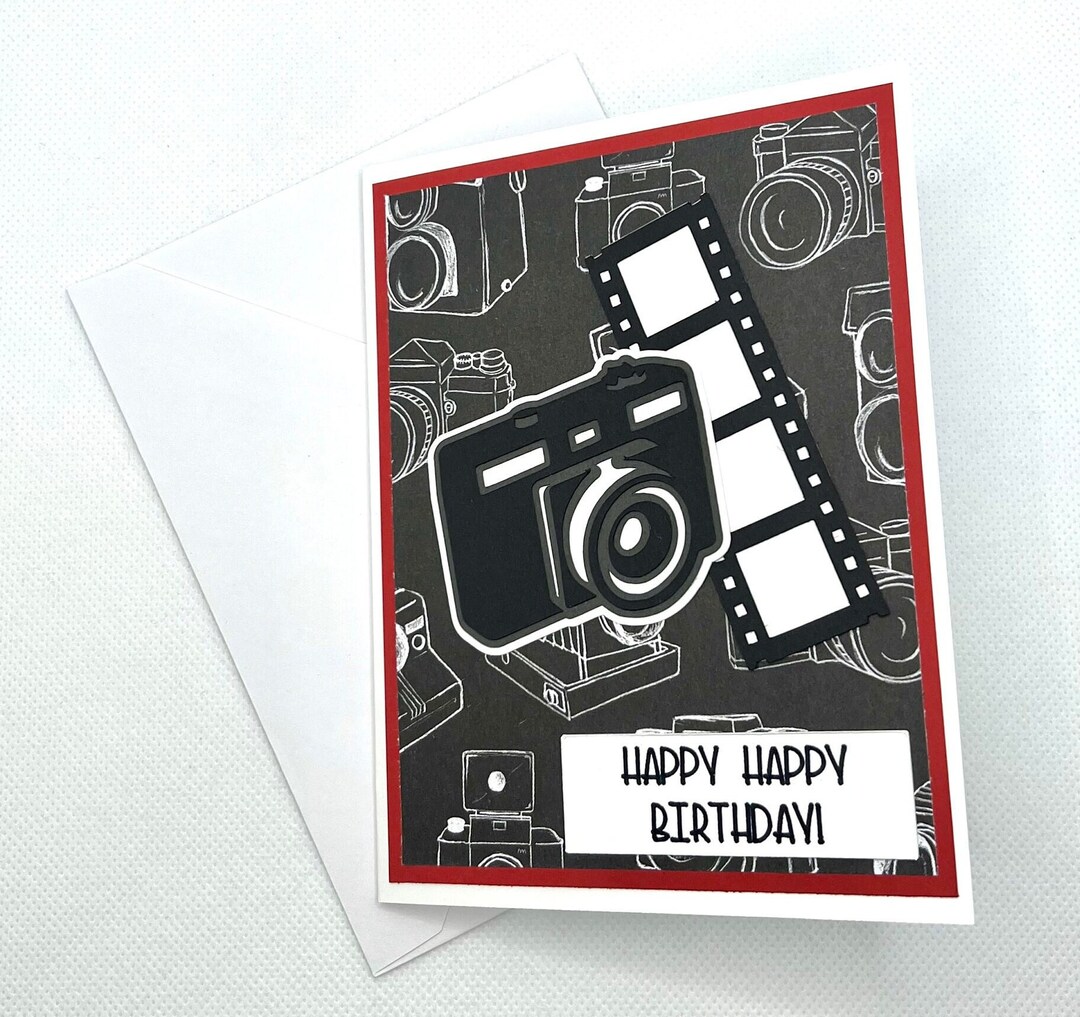 Film Camera Birthday Card, Cute Handmade Blank A2 Greeting Card, Unique ...
