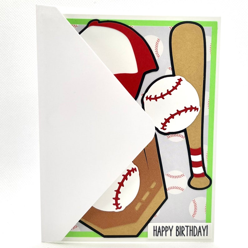 Baseball Birthday Card, Cool Handmade Blank A2 Greeting Card, Unique ...