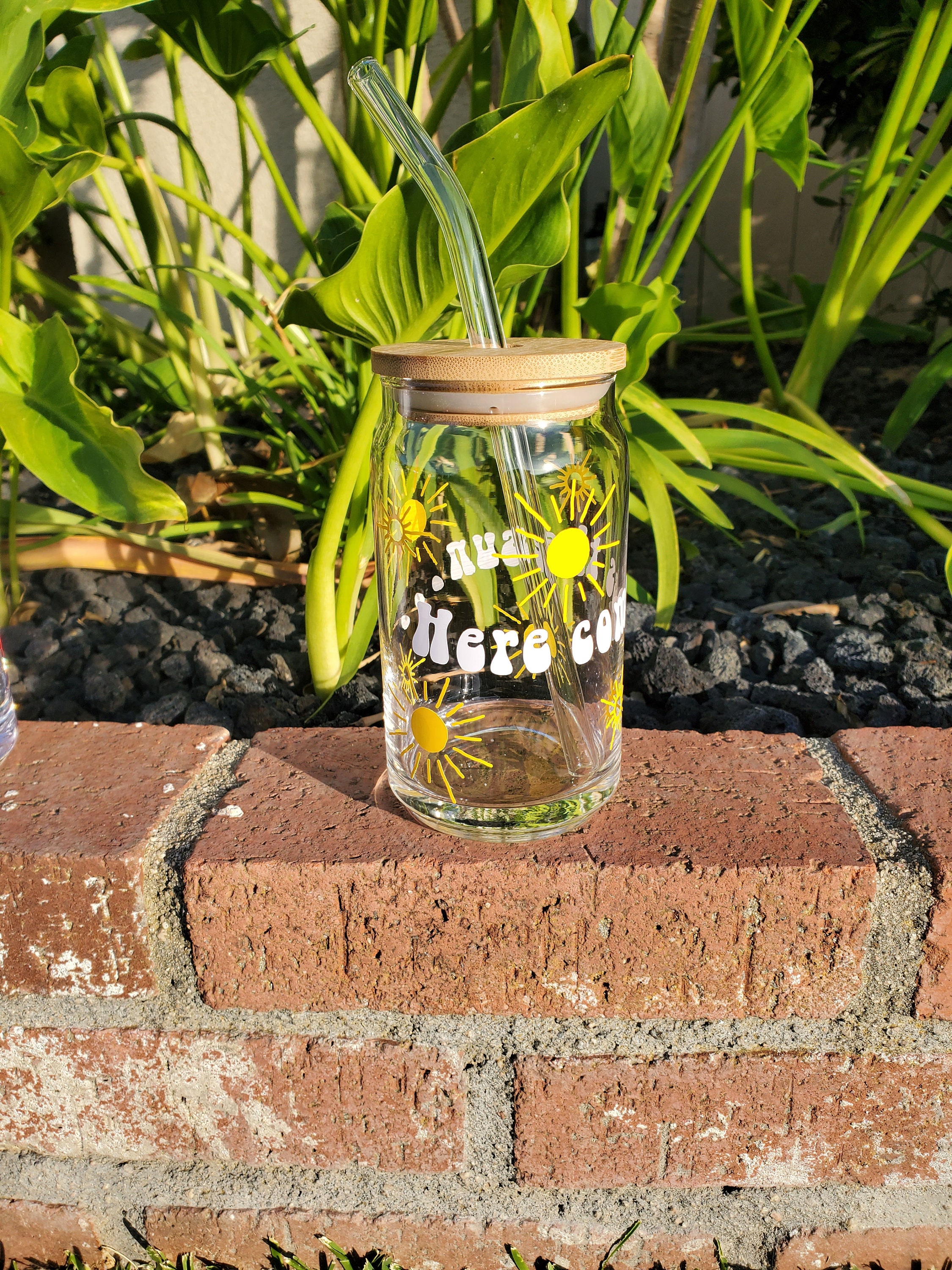 Here Comes the Sun Glass Cup - Etsy