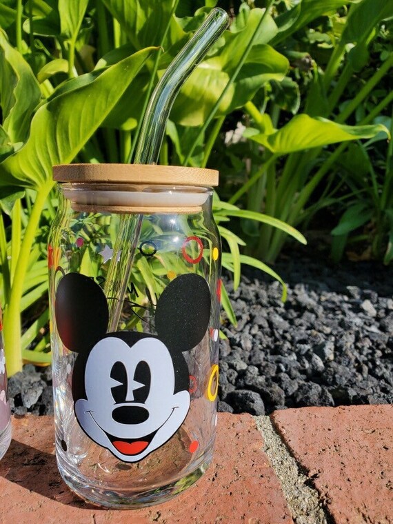 Classic Mickey Mouse Glass Can - Etsy