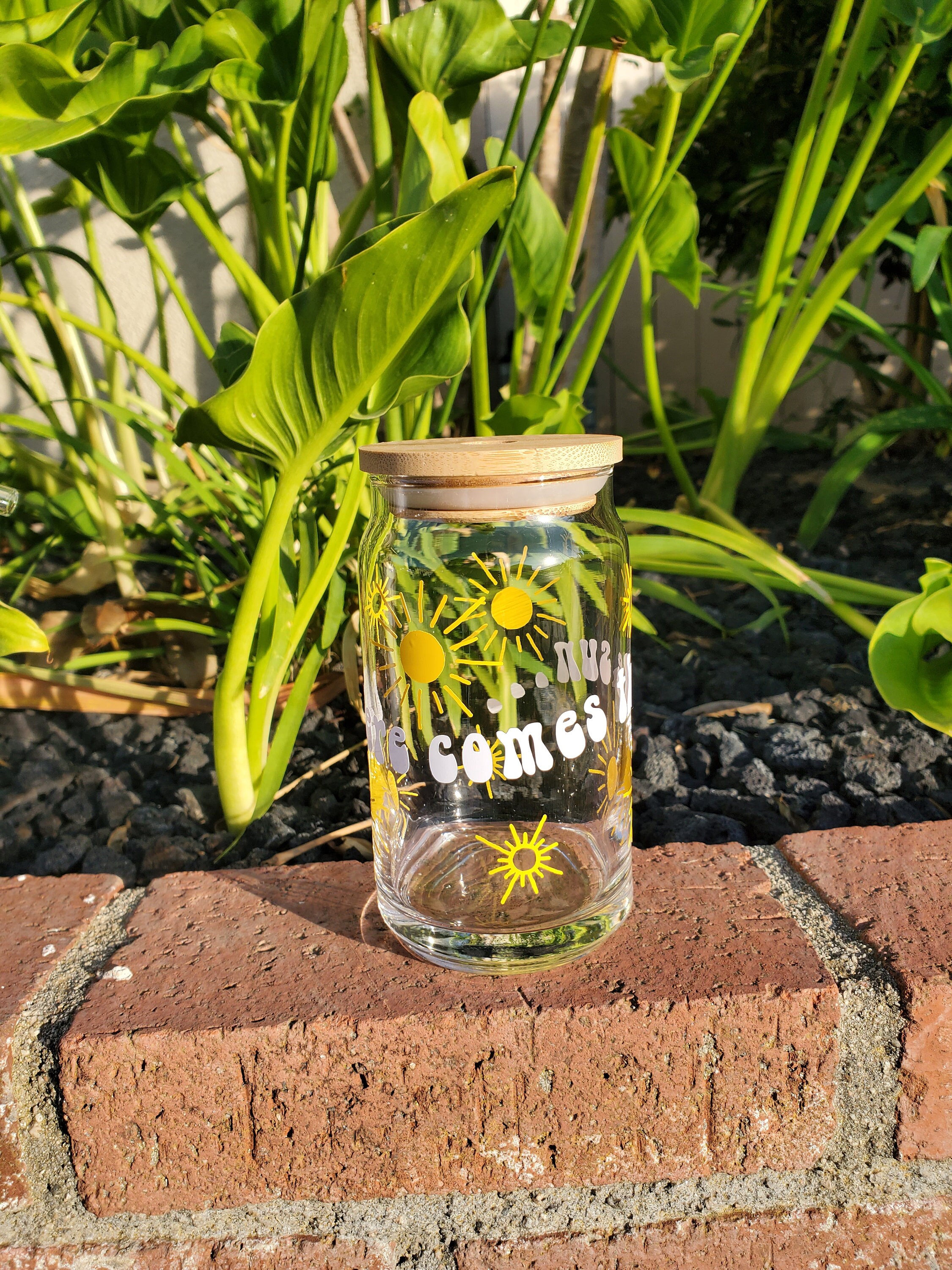 Here Comes the Sun Glass Cup - Etsy