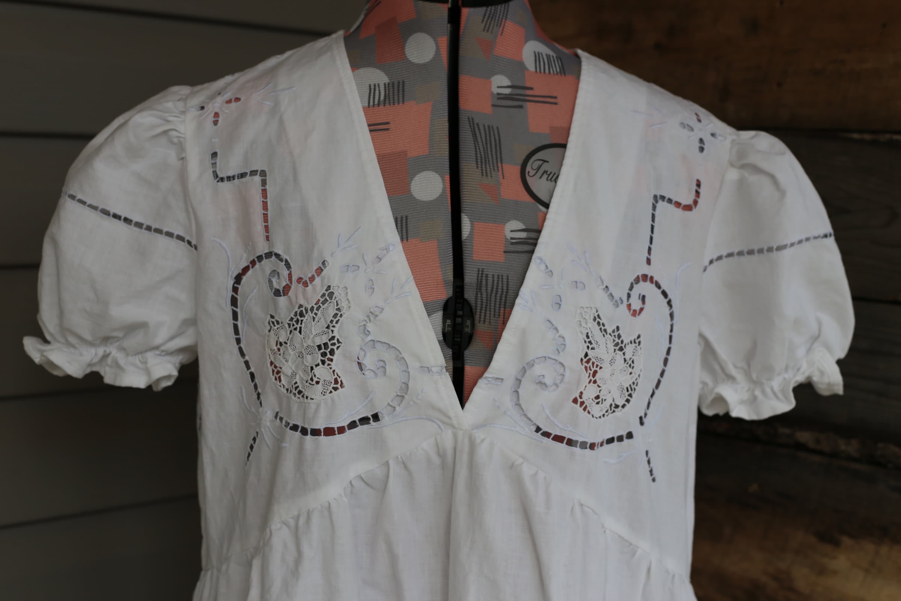 Tablecloth Dress/ Upcycle/ Cotton/ Embroidered/ Womens L - Etsy