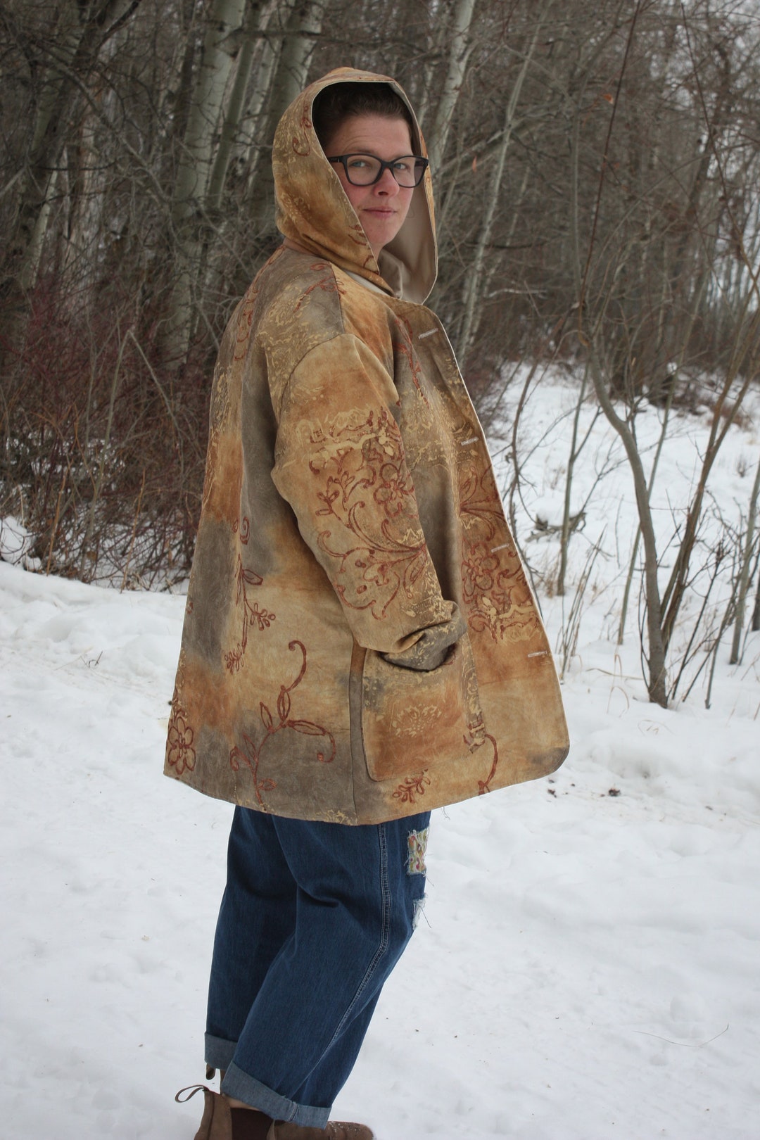 Coat Repurposed Reversible With Head Scarf - Etsy