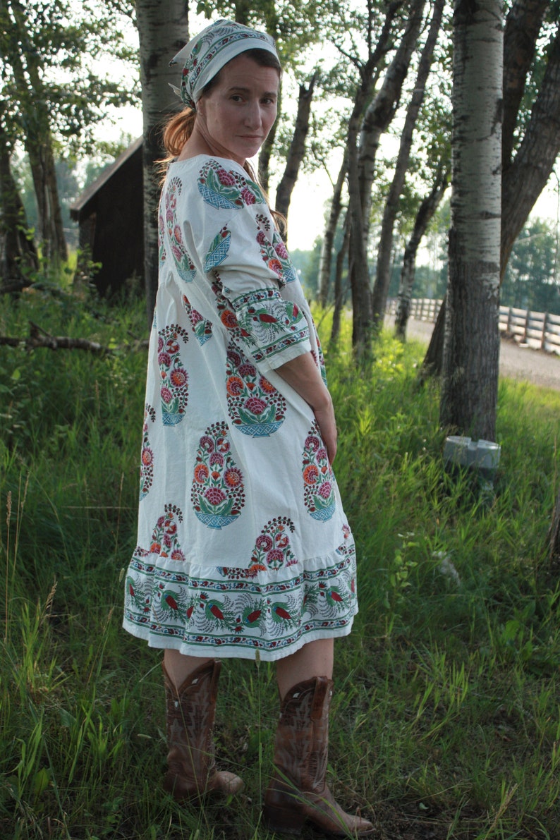 Tablecloth Dress/ Upcycle/ Cotton/ Paisley/ Ten Thousand Villages/ Hand ...