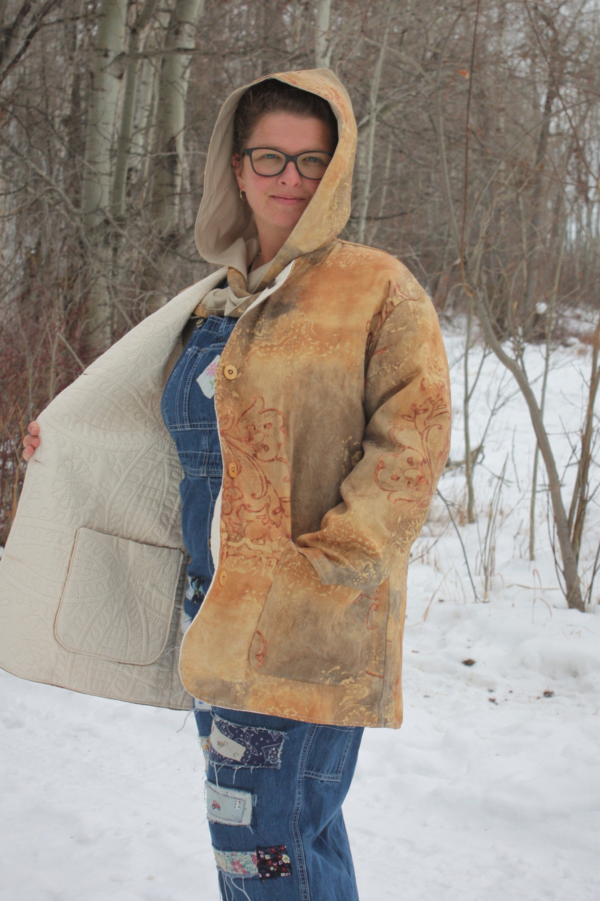 Coat Repurposed Reversible With Head Scarf - Etsy