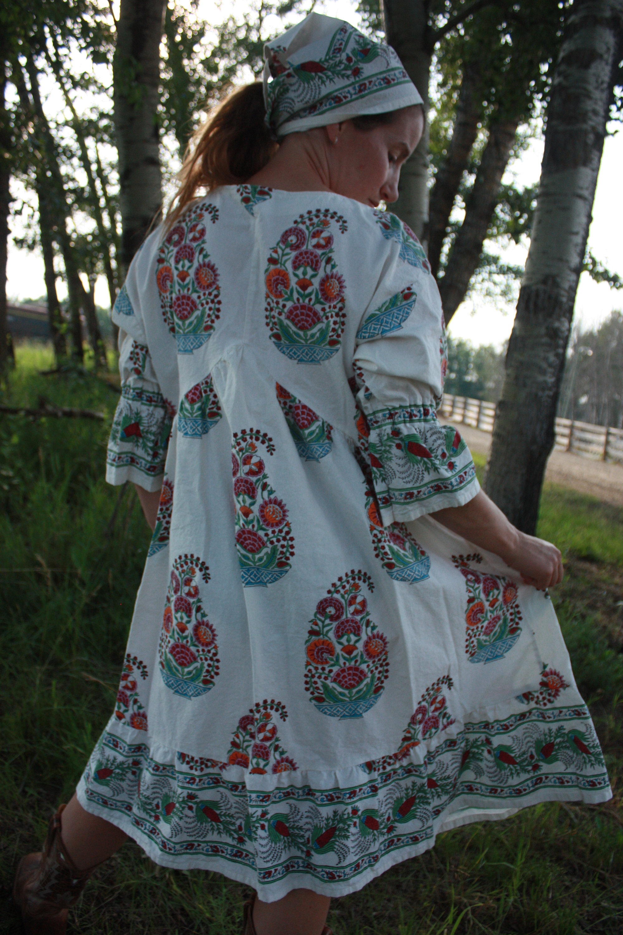 Tablecloth Dress/ Upcycle/ Cotton/ Paisley/ Ten Thousand Villages/ Hand ...