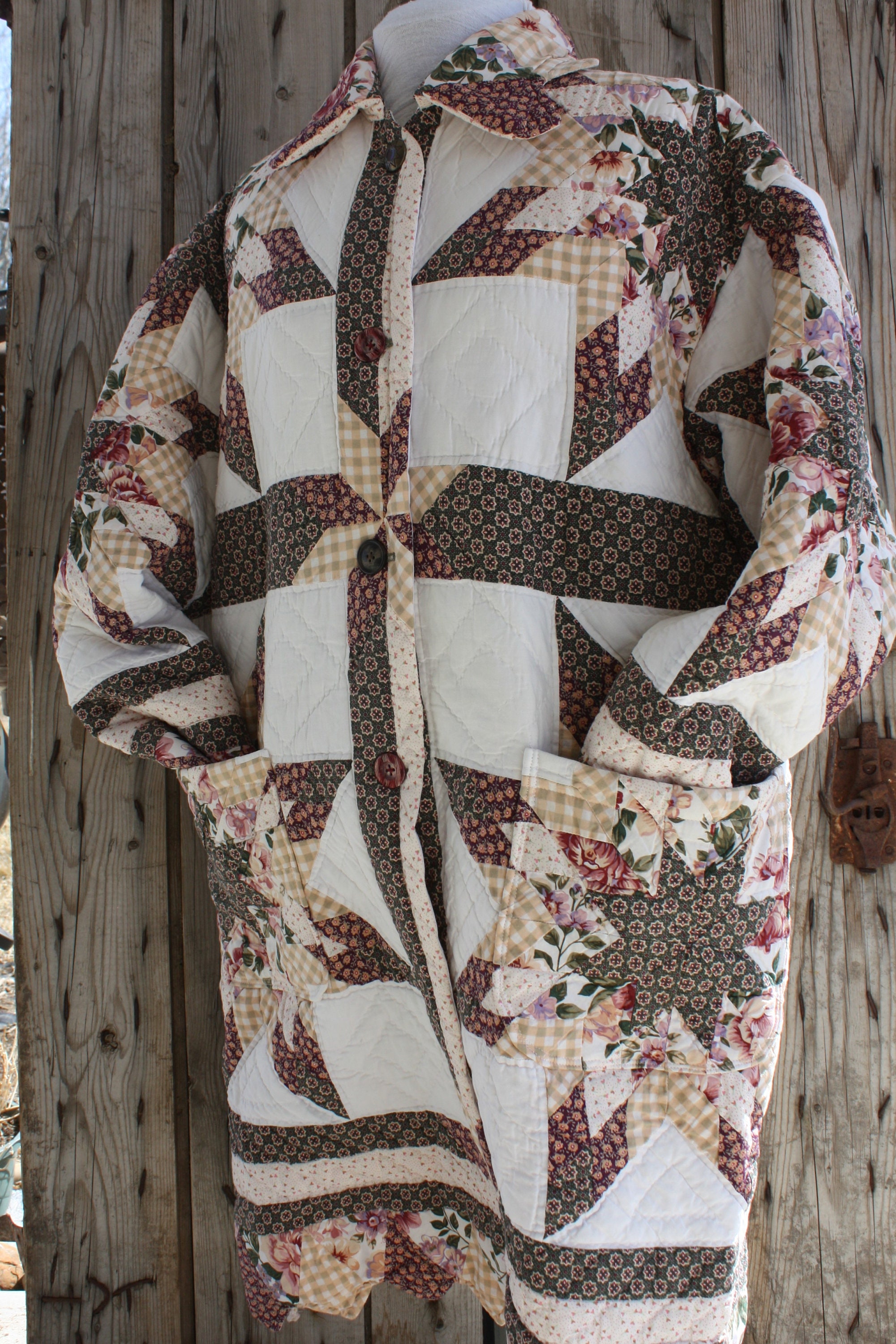 Vintage/ Hand Made Quilt Coat/ Hand Quilted / Matching Cloche Hat ...