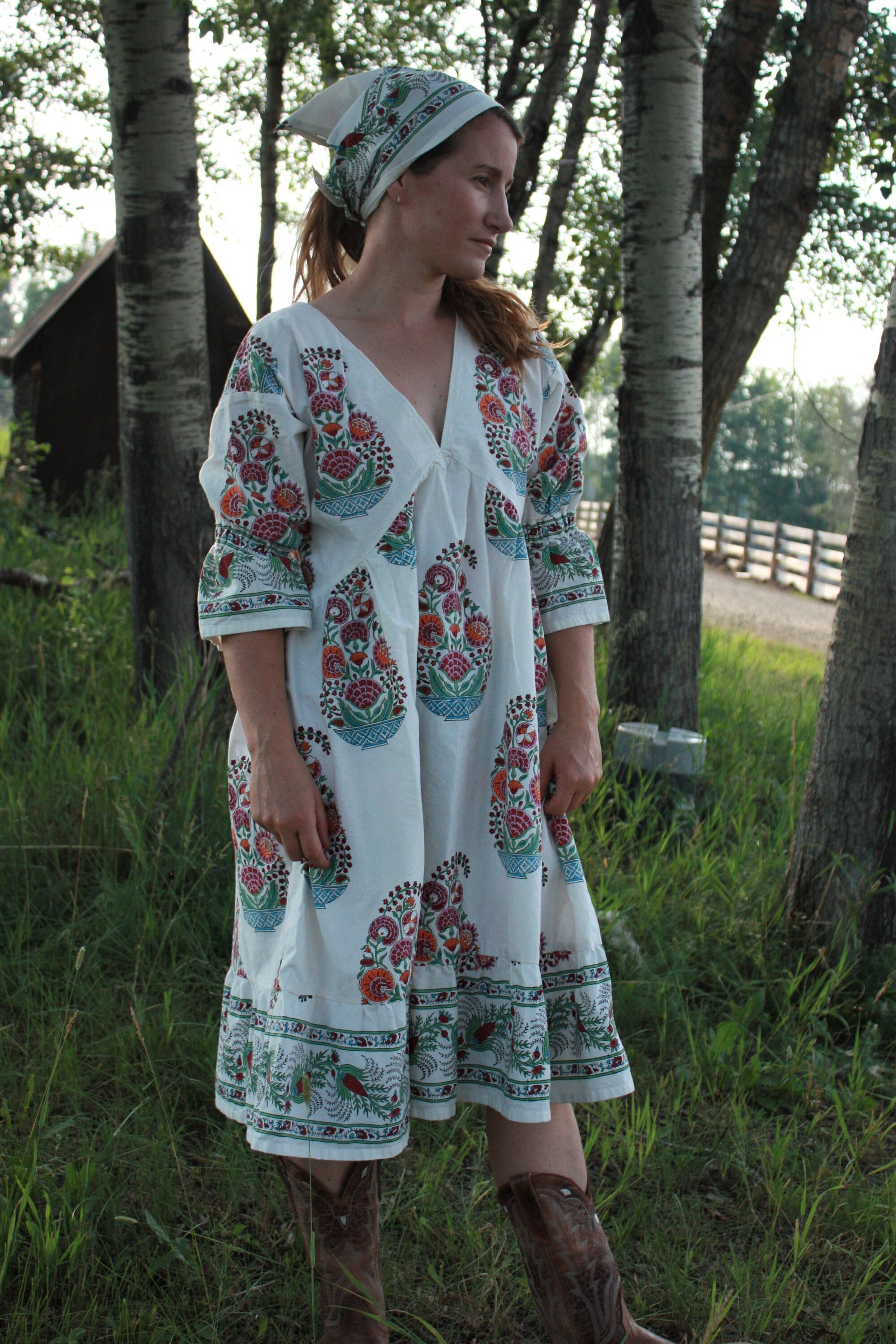Tablecloth Dress/ Upcycle/ Cotton/ Paisley/ Ten Thousand Villages/ Hand ...