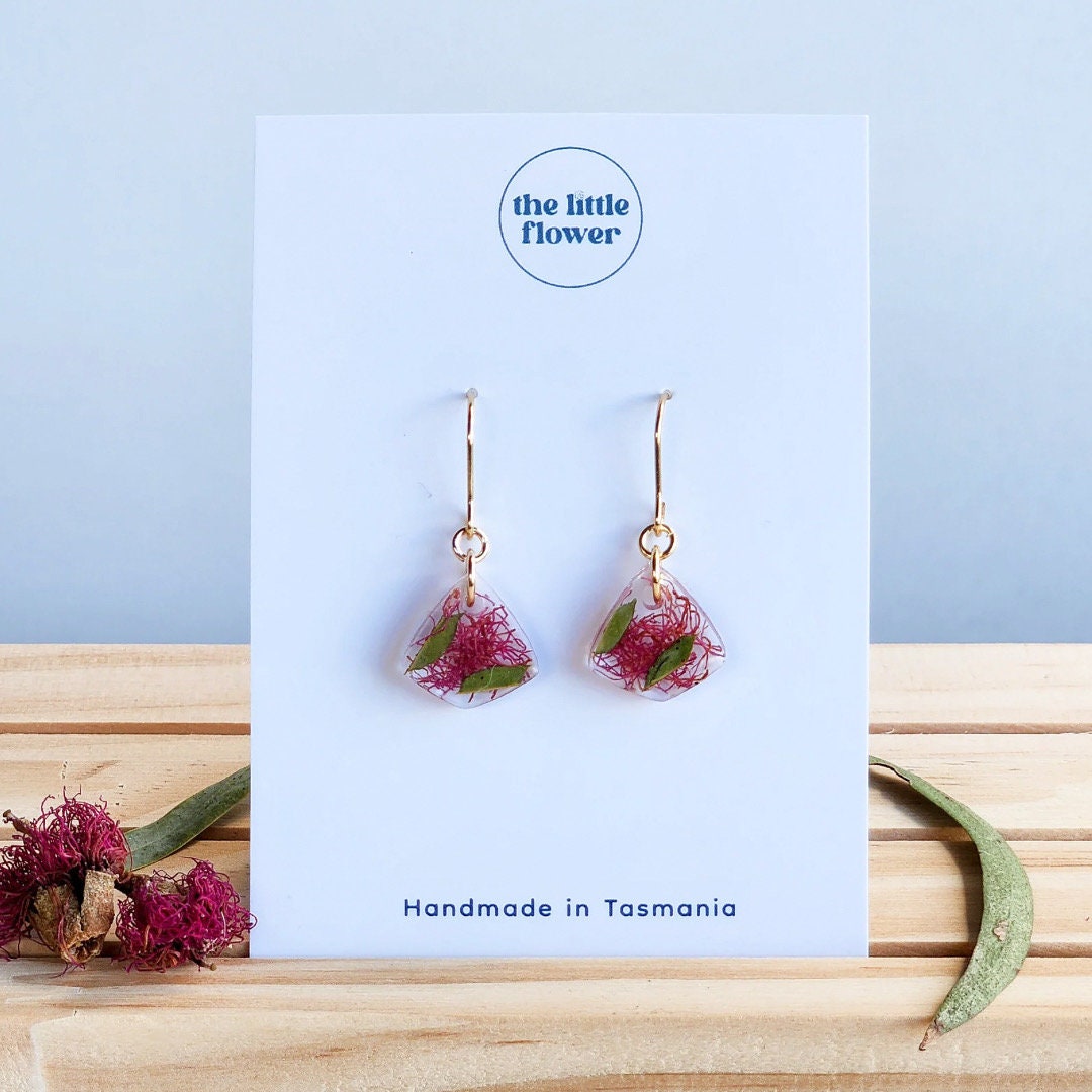 Pink Gum Tree Flower Earrings Dried Flower Jewellery Eucalyptus Flower Resin Earrings Australian Native Gifts Botanical Jewelry Etsy