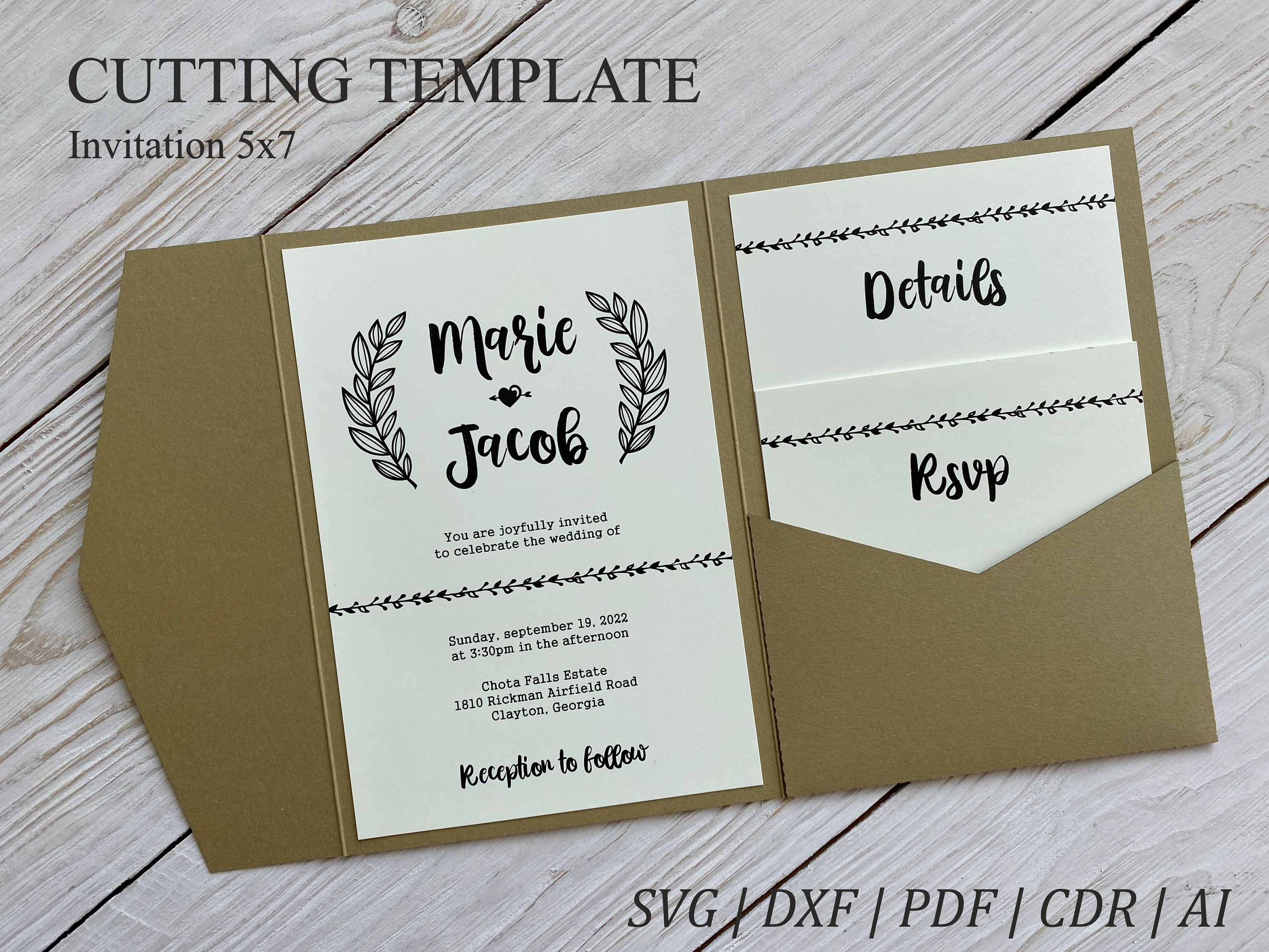 Diy Pocket Wedding Invitations Templates