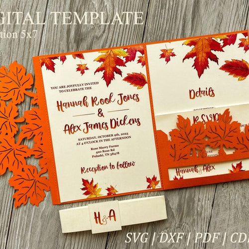 Dry Maple Leaf Invitation Template Fall Wedding Trifold - Etsy