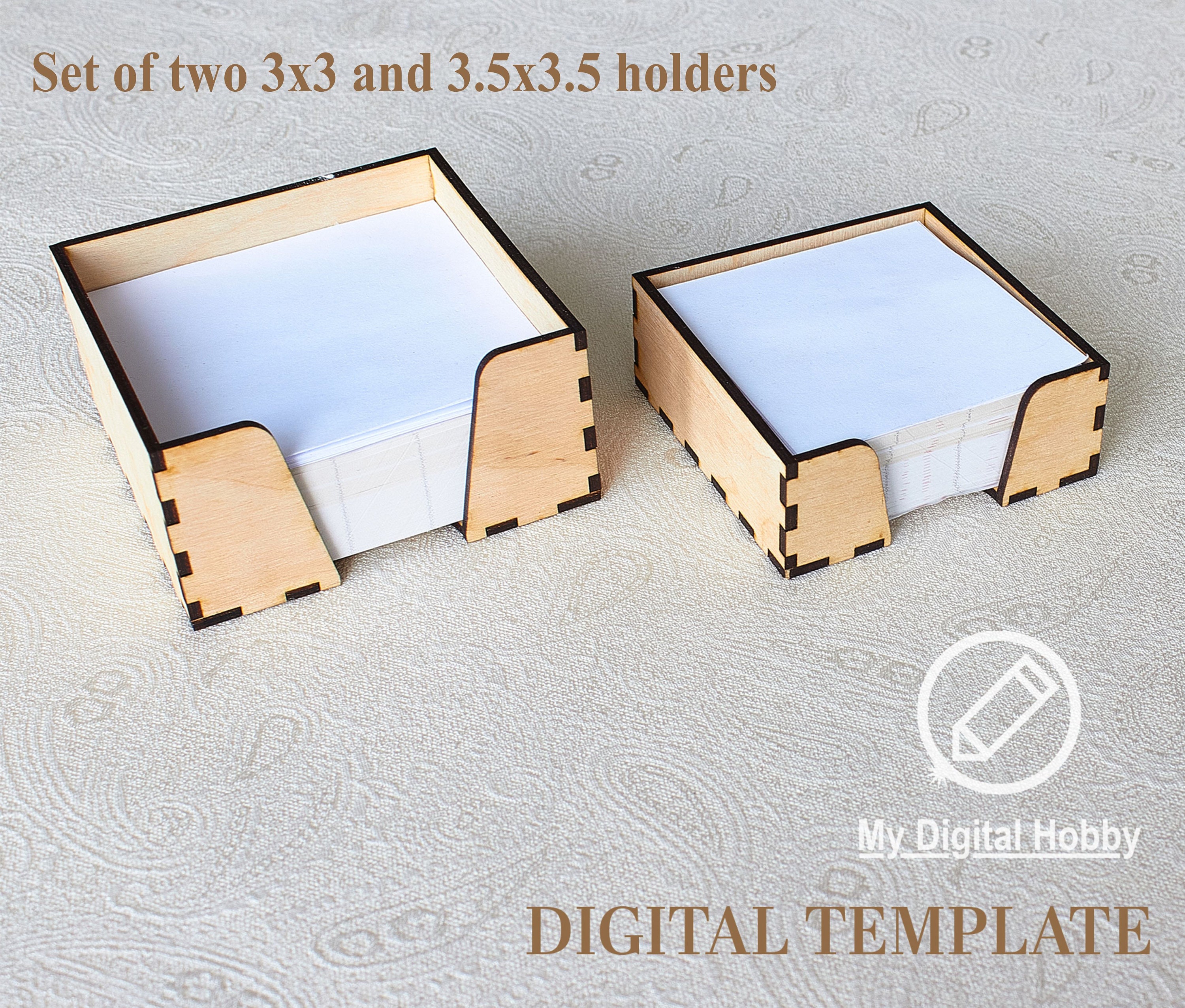 Wood memo pad holder template ai for 3 mm Post it organizer dxf Sticky ...