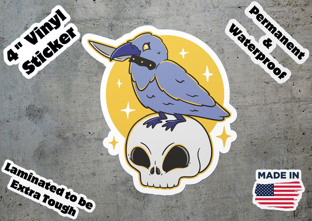 Crow With A Knife Laminated Sticker - Etsy
