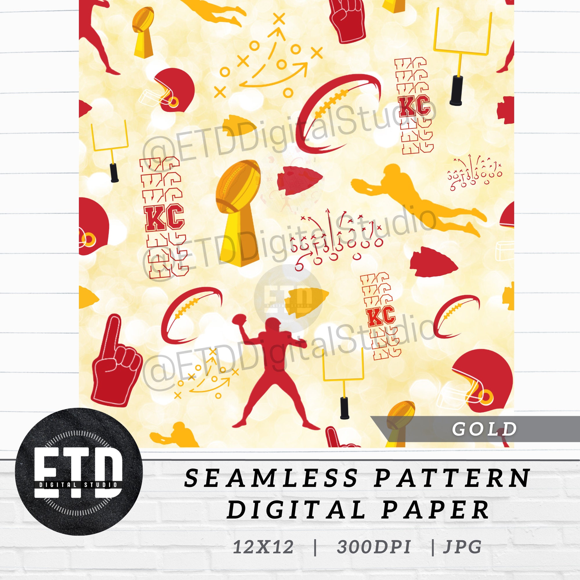 KC Football Digital Paper Seamless Pattern Repeating Background Graphic ...