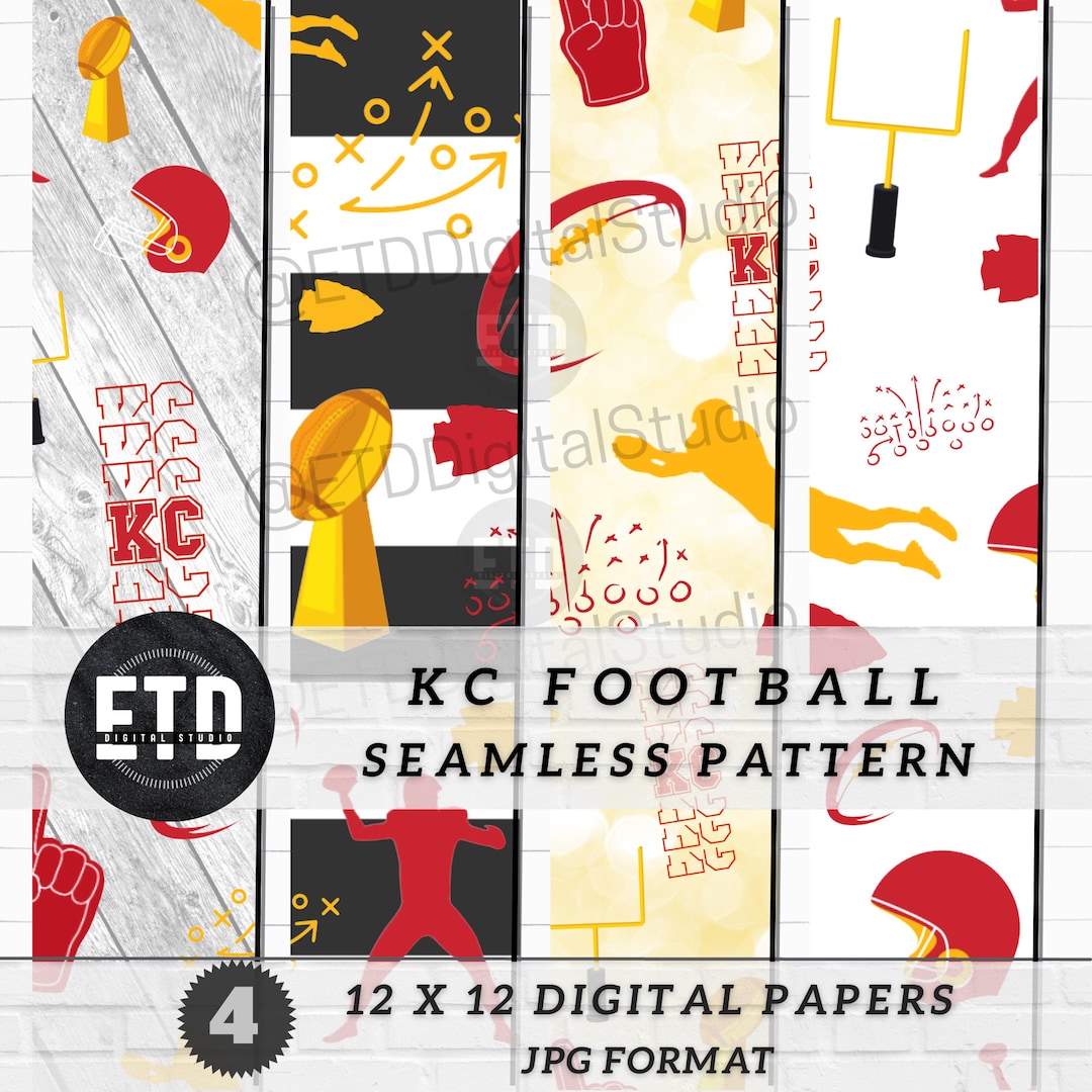 KC Football Digital Paper Seamless Pattern Repeating Background Graphic ...