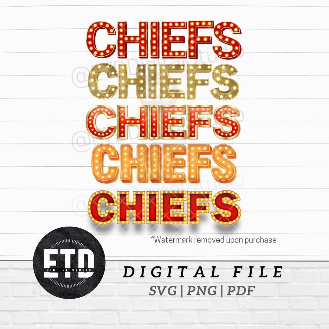 Chiefs Marquee Scoreboard Letters in Lights Football Svg Png Digital ...