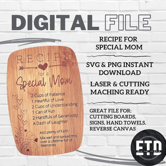 Recipe for a Special Mom SVG Digital Cut File Laser Ready | Etsy