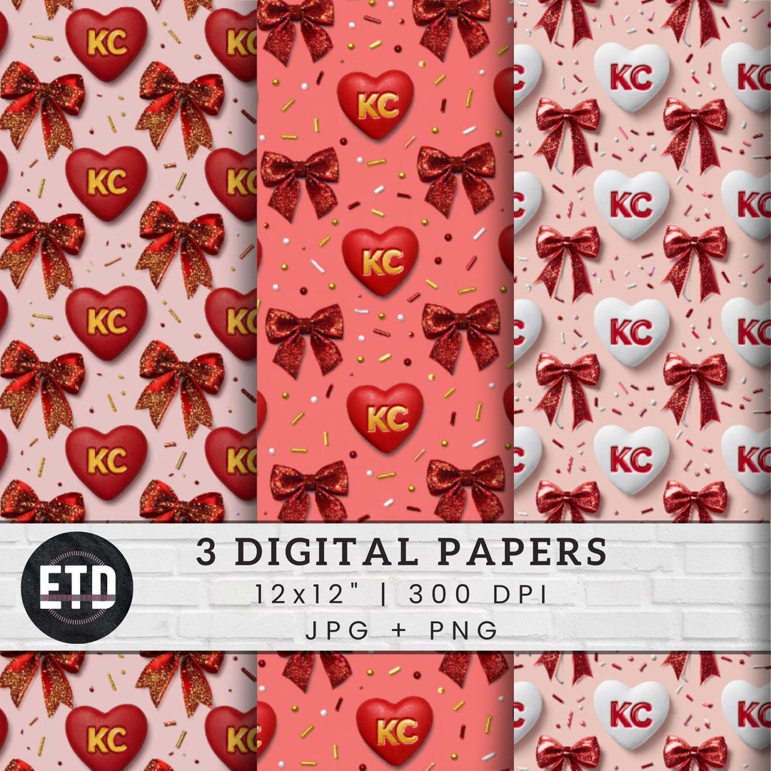 KC Valentine Seamless Digital Paper | Kansas City Football Vibes ...