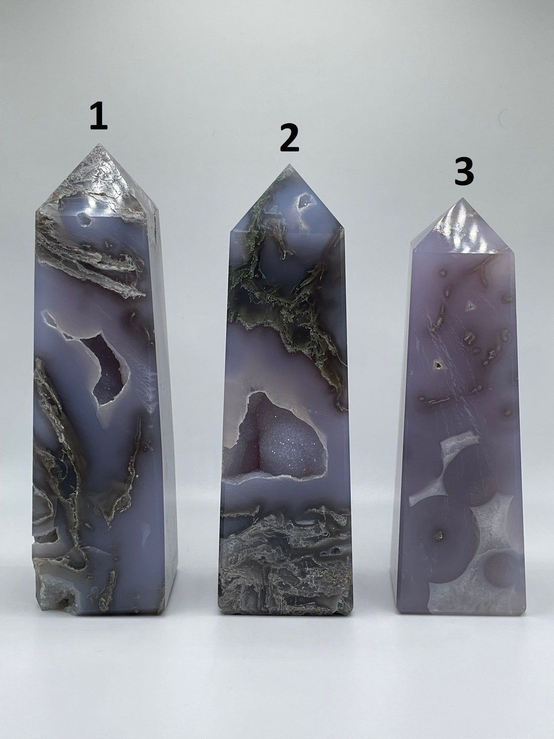 RARE Large Purple Moss Agate Towers/obelisks - Etsy