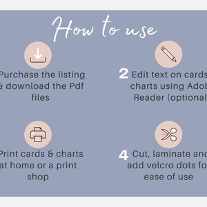 VISUAL CHORE CARDS & Charts for Kids Responsibility Schedule Children's ...
