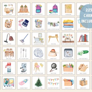 Visual Chore Cards & Charts: Kids Responsibility Schedule (digital ...