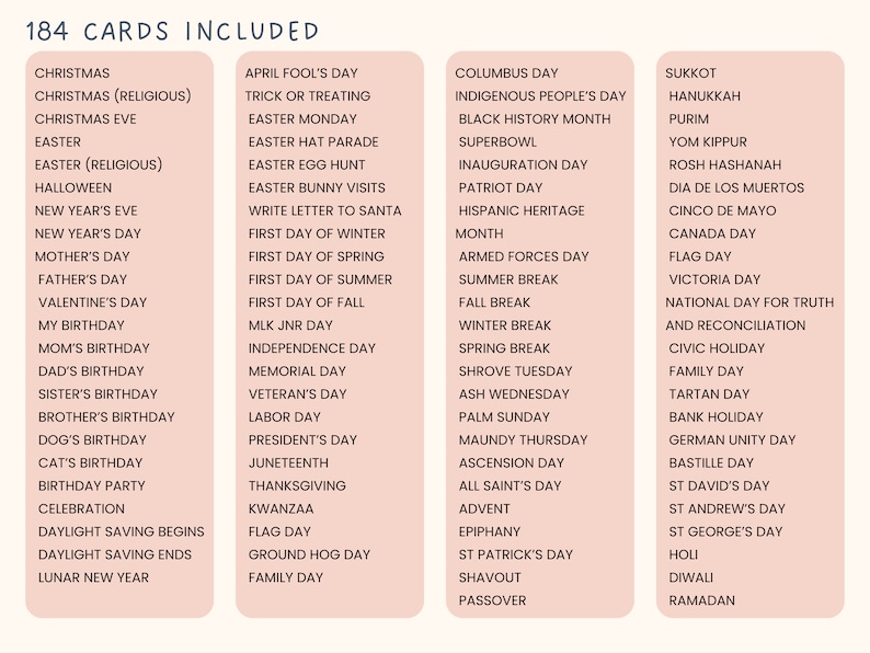 Calendar Cards: Holiday & School Events Pocket Chart (digital Download ...