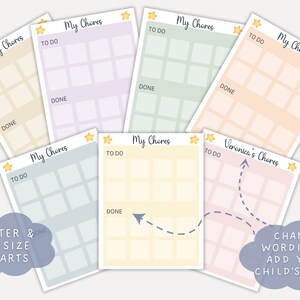 VISUAL CHORE CARDS & Charts for Kids Responsibility Schedule Children's ...