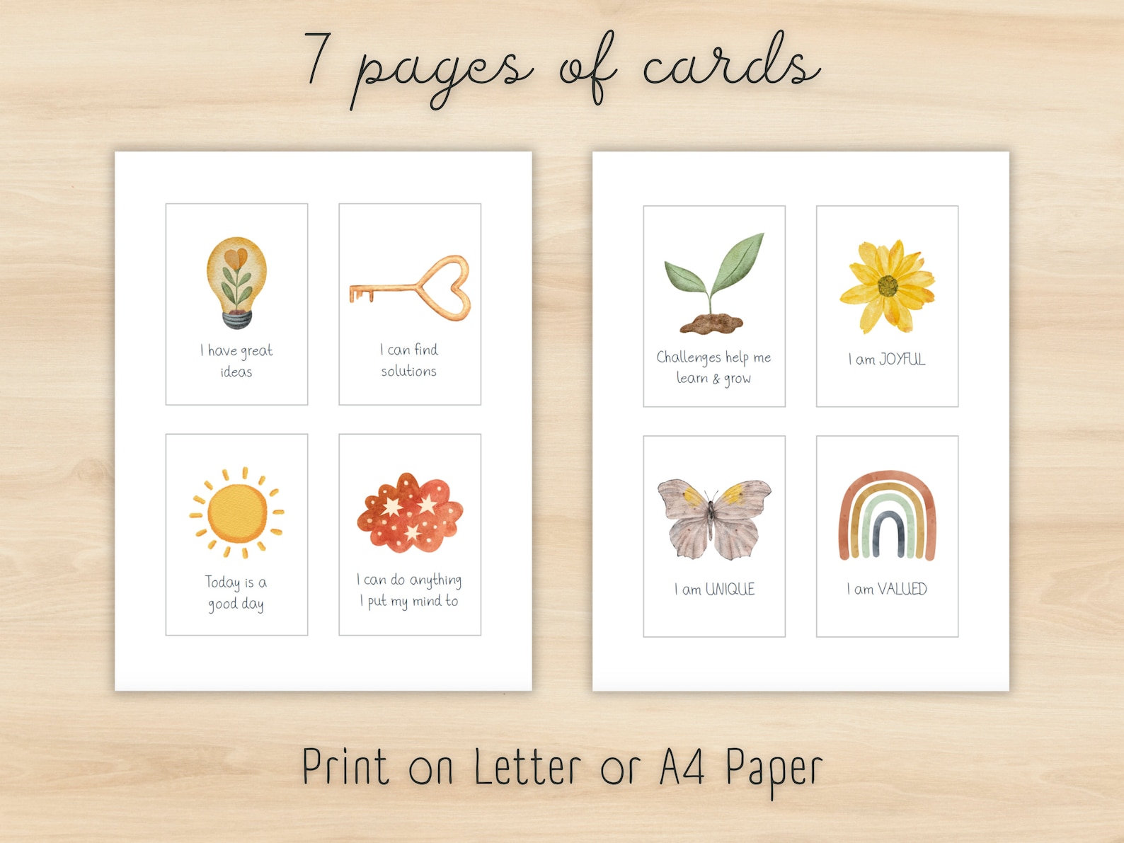 Editable Affirmation Cards: Watercolor Positive Cards for Kids (PDF ...