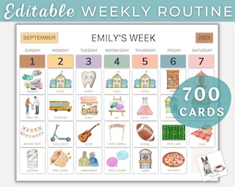 Weekly Routine Cards & Charts for Kids, Visual Calendar, Daily Rhythm ...