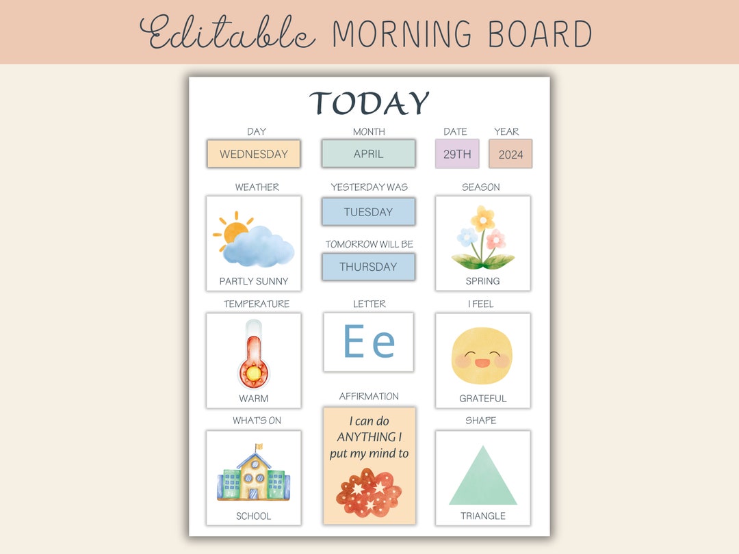 MORNING BOARD | Daily Calendar | Morning Menu | Today Weather ...