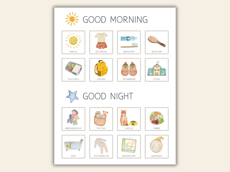 Tarjetas y gráficos de rutina visual: Horario diario para niños en ...