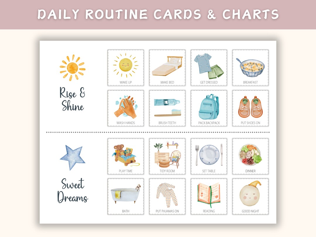Daily Routine Cards & Charts for Kids | Morning, Afternoon, Evening ...