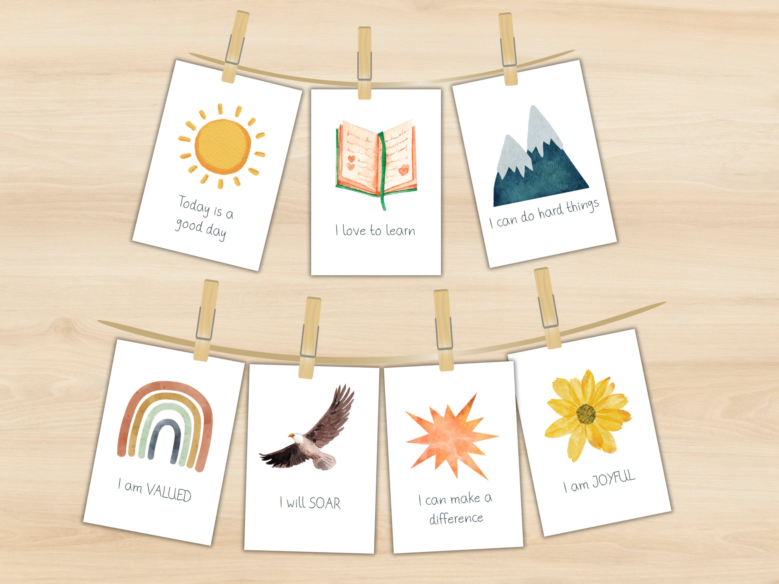 Editable Affirmation Cards: Watercolor Positive Cards for Kids (PDF ...