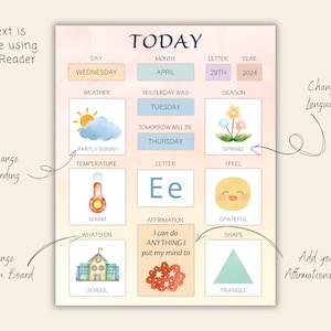 MORNING BOARD | Daily Calendar | Morning Menu | Today Weather ...