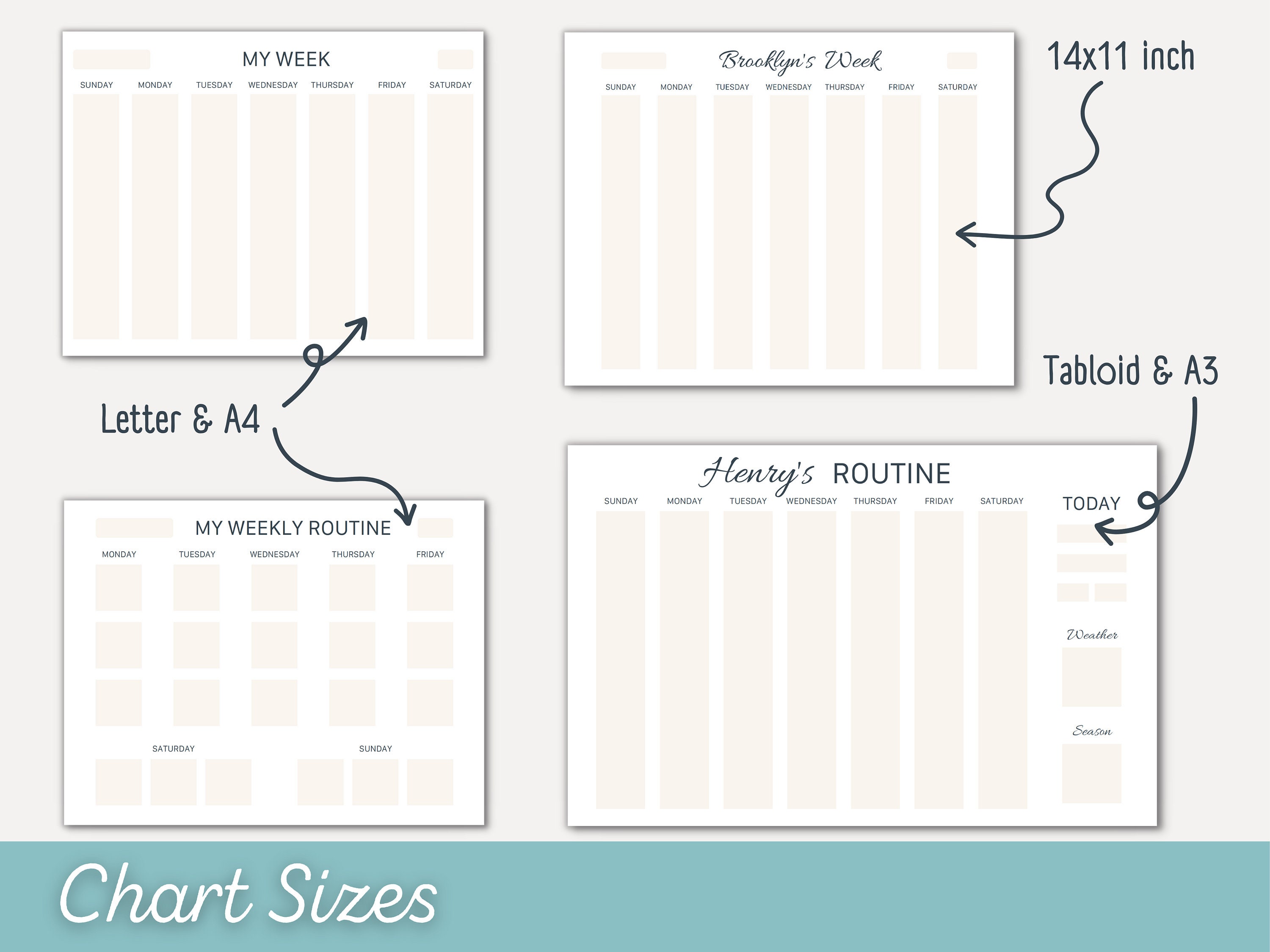 Weekly Routine Cards & Charts for Kids Visual Calendar - Etsy Australia