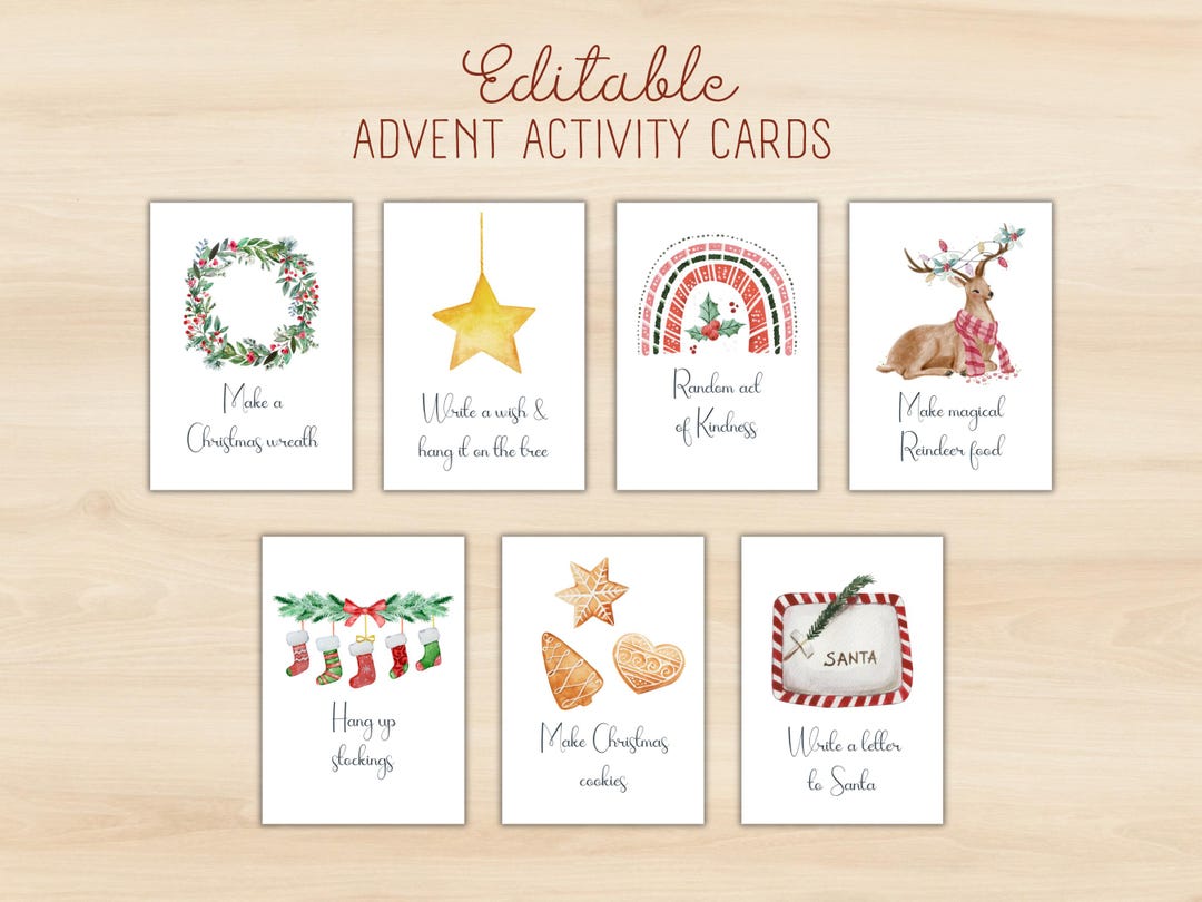 EDITABLE Advent Activity Cards I Christmas Calendar I Printable I for ...