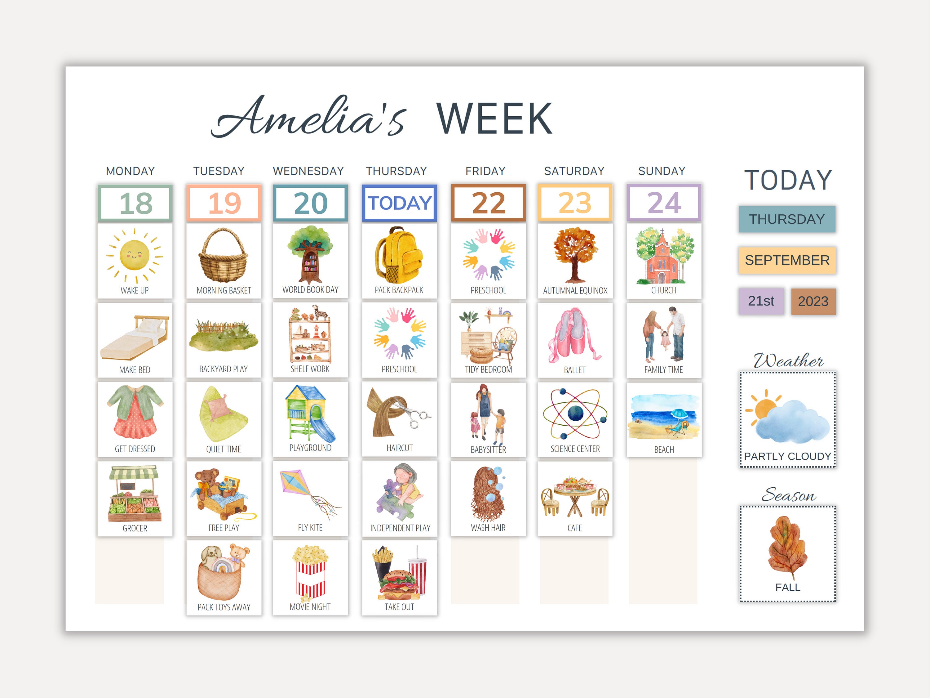 Weekly Routine Cards & Charts for Kids | Visual Calendar | Daily Rhythm ...