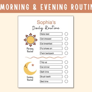 Kids Morning and Evening Routine Chart Printable - Etsy