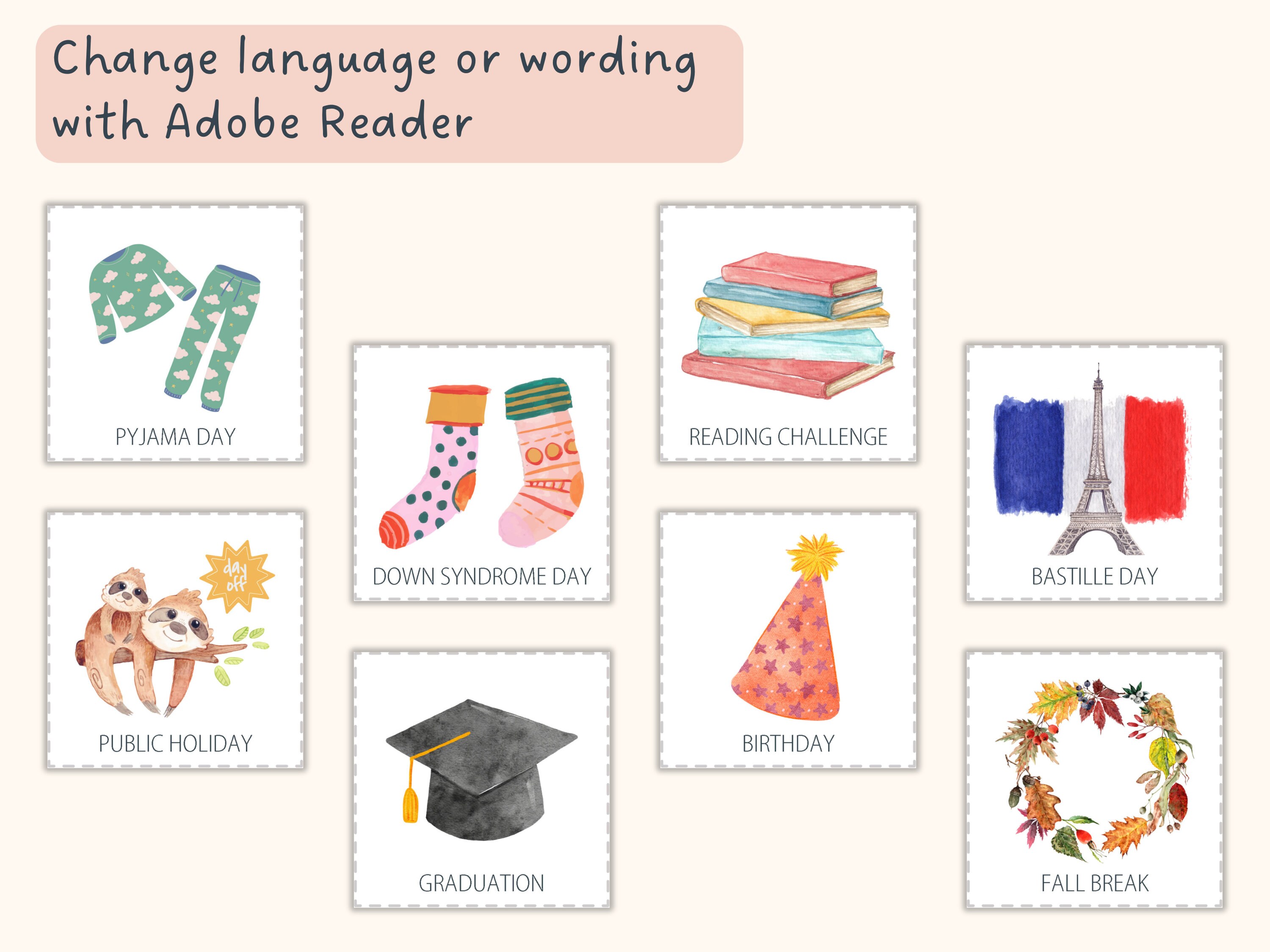 Calendar Cards: Holiday & School Events Pocket Chart (digital Download ...