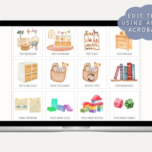 VISUAL CHORE CARDS & Charts for Kids Responsibility Schedule Children's ...