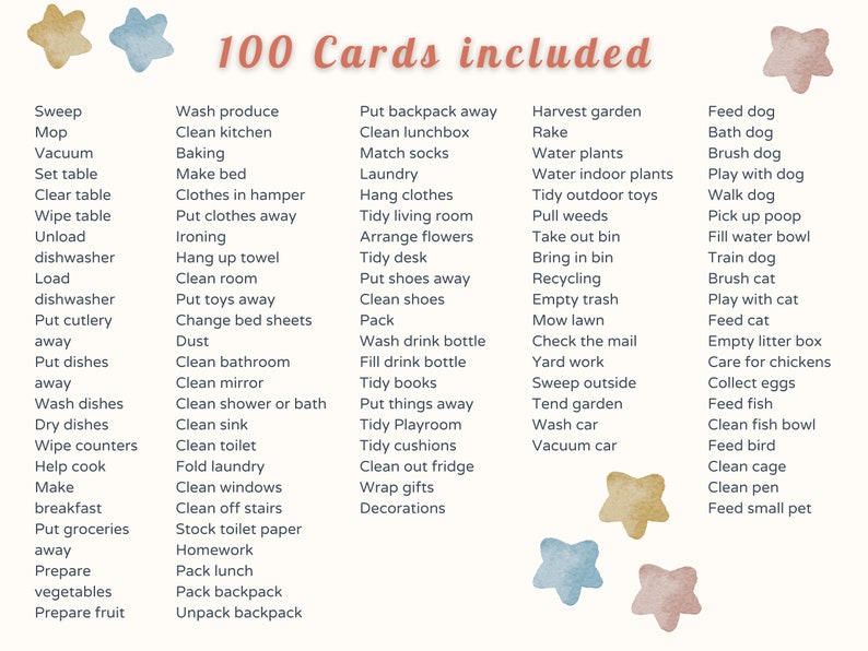 VISUAL CHORE CARDS & Charts for Kids Responsibility Schedule - Etsy Canada