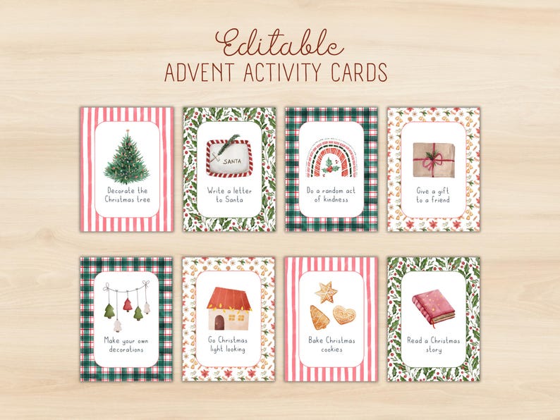 Editable Christmas Advent Activity Cards: Family Festive Fun (digital ...